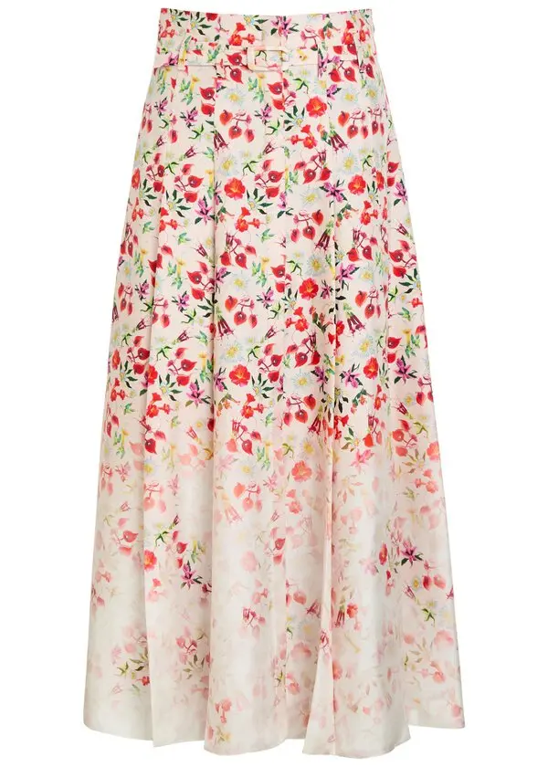 Gabriela Hearst Floral Print Belted Silk Maxi Skirt - Multicoloured