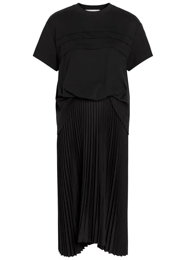 3.1 Phillip Lim Layered Pleated T-shirt Dress - Black