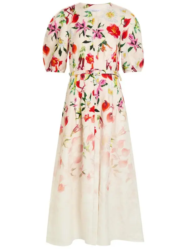 Gabriela Hearst Ignis Belted Floral-print Linen Midi Dress - Multicoloured