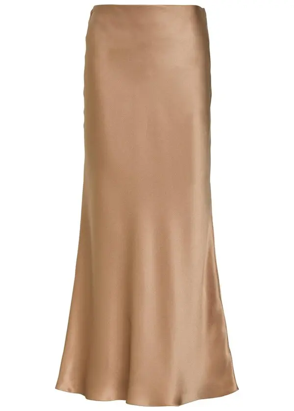 Gabriela Hearst Silk Bias Cut Maxi Skirt - Camel