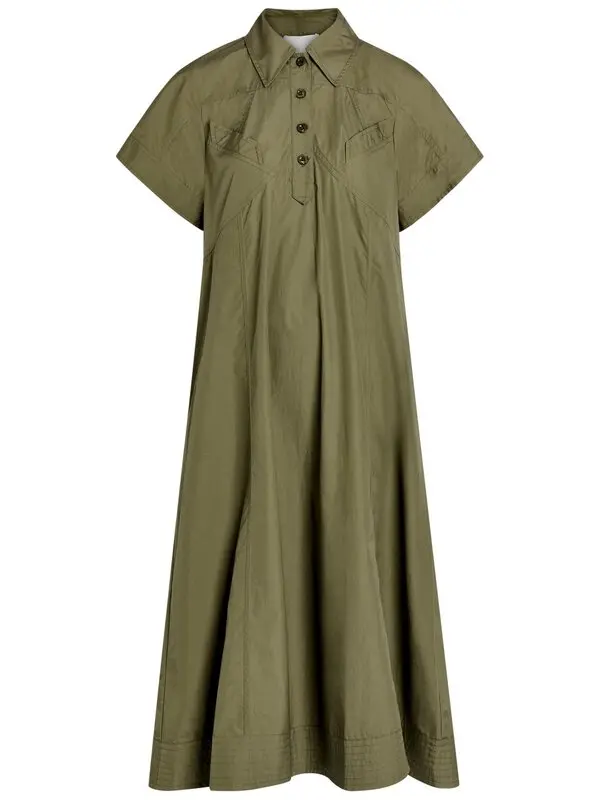 3.1 Phillip Lim Cotton Poplin Midi Shirt Dress - Olive