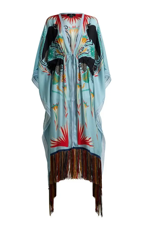 Etro Fringe-trimmed Kaftan - Light Blue