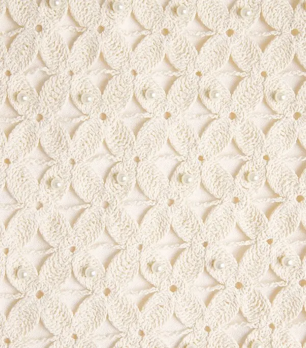 Sandro Crochet Beaded Mini Skirt - Beige