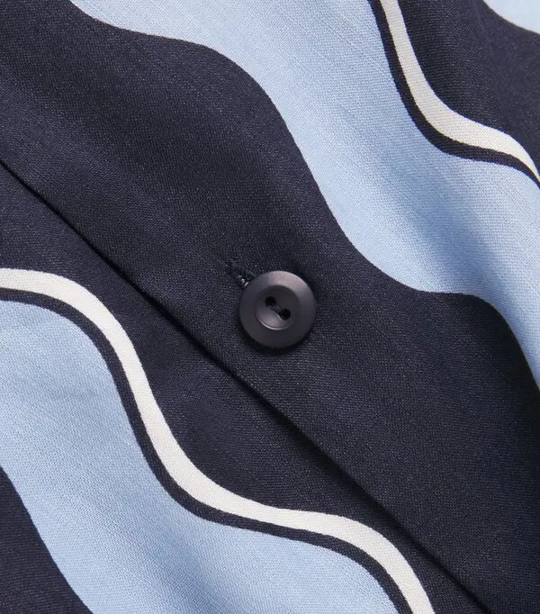 Sandro Linen-blend Waves Print Shirt - Blue