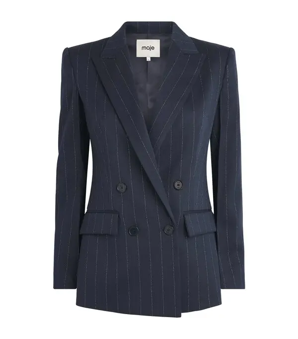 Maje Double-breasted Pinstripe Suit Jacket