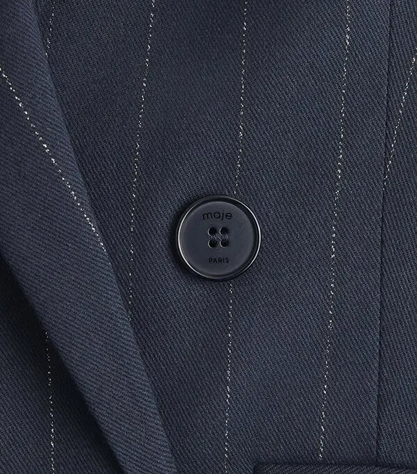 Maje Double-breasted Pinstripe Suit Jacket