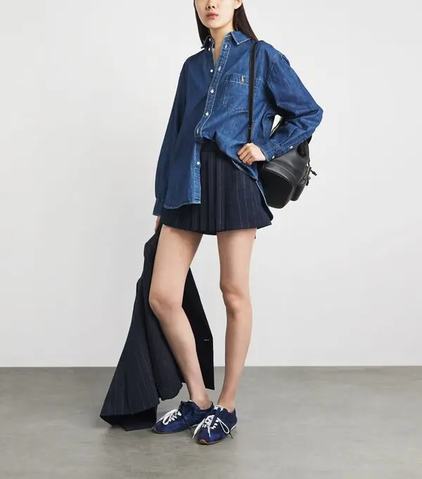 Maje Pleated Metallic Stripe Shorts