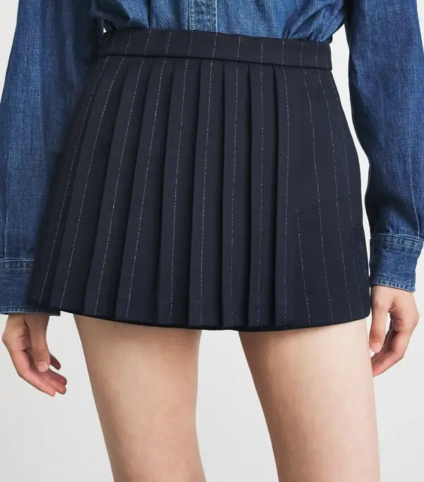 Maje Pleated Metallic Stripe Shorts