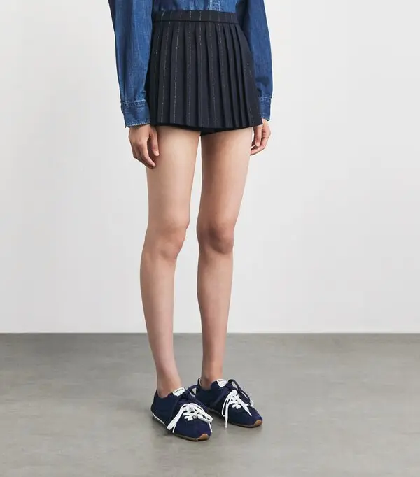 Maje Pleated Metallic Stripe Shorts