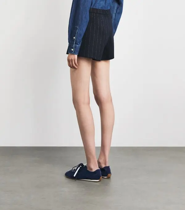 Maje Pleated Metallic Stripe Shorts