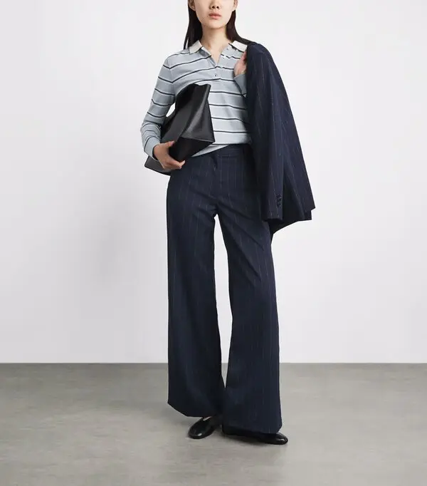 Maje Striped Palazzo Suit Trousers With Metallic Detail