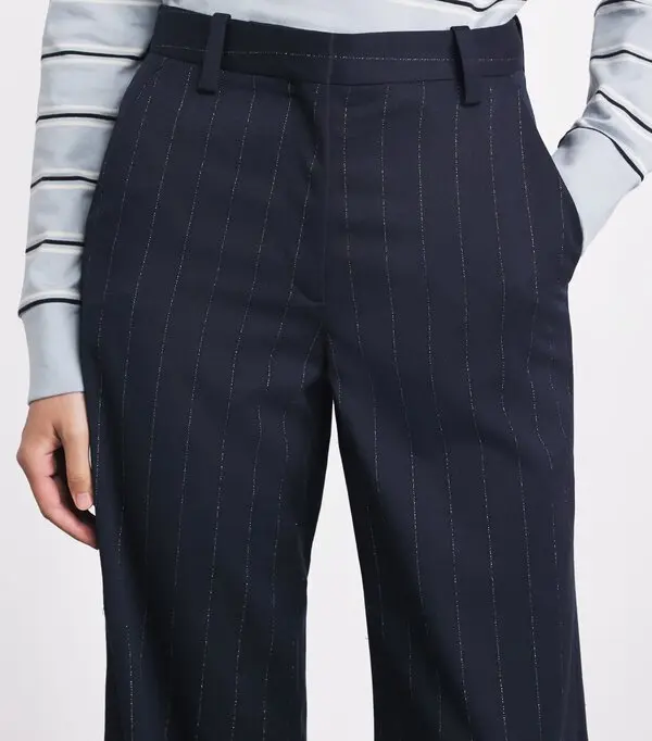 Maje Striped Palazzo Suit Trousers With Metallic Detail