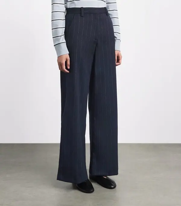 Maje Striped Palazzo Suit Trousers With Metallic Detail