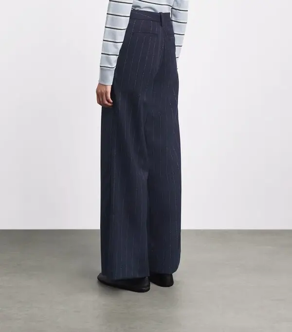 Maje Striped Palazzo Suit Trousers With Metallic Detail