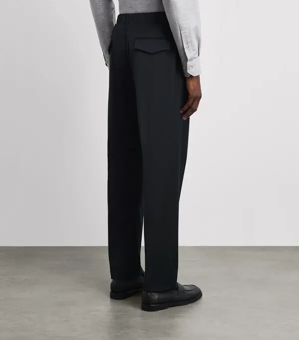LARDINI Wool-blend Trousers - Navy