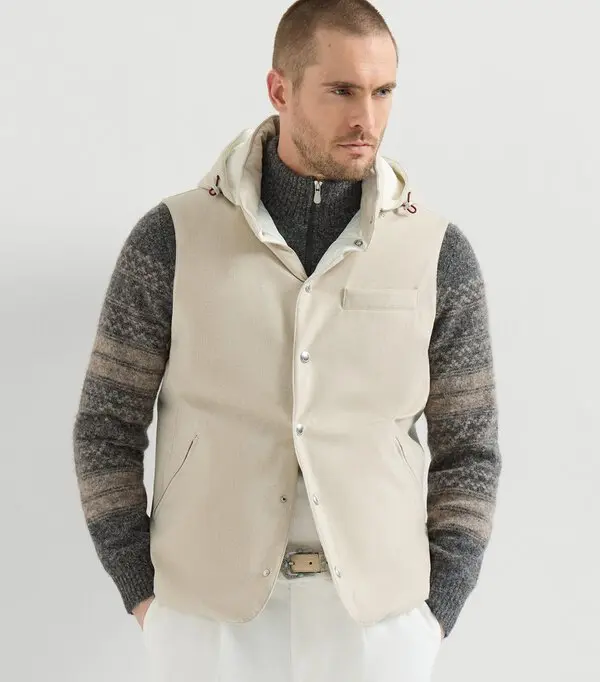 Brunello Cucinelli Hooded Wool Gilet - Beige