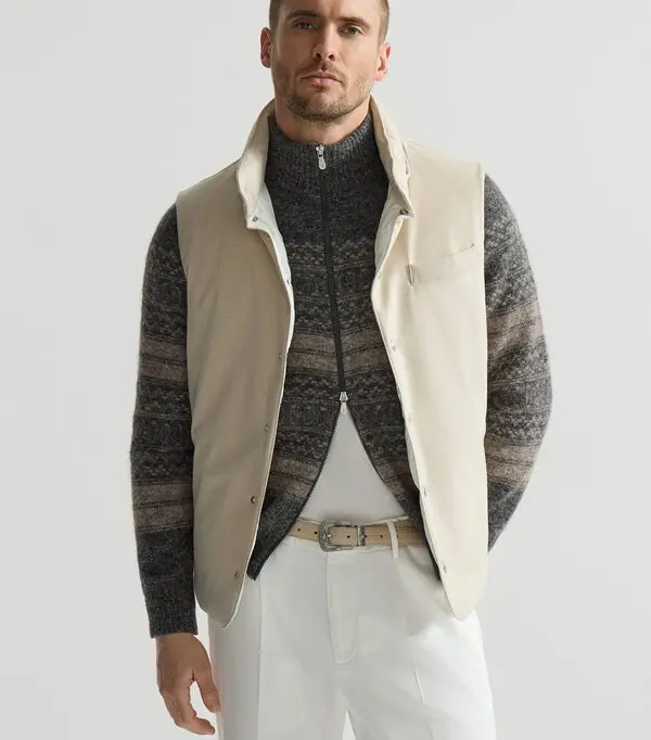 Brunello Cucinelli Hooded Wool Gilet - Beige
