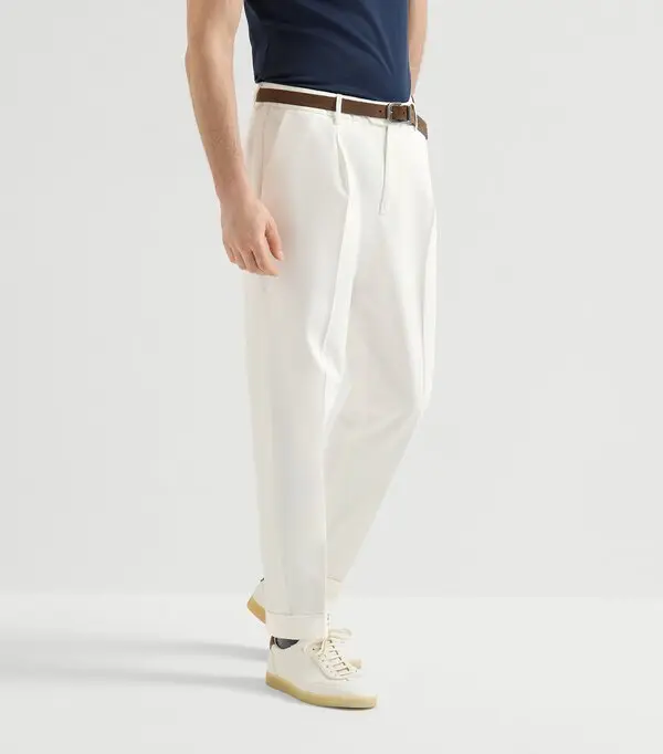 Brunello Cucinelli Cotton Gabardine Pleated Trousers