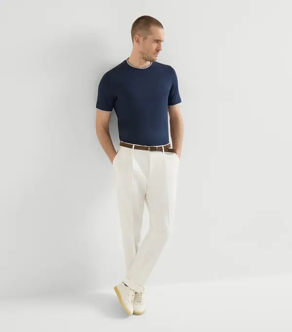 Brunello Cucinelli Cotton Gabardine Pleated Trousers