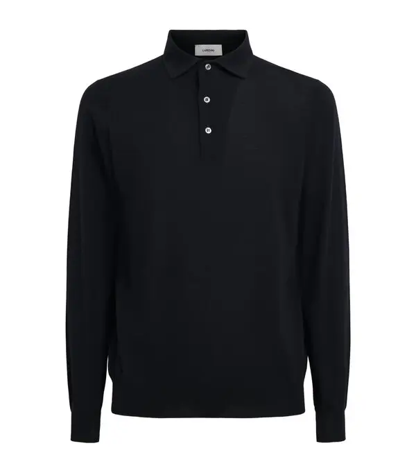 LARDINI Virgin Wool Long-sleeve Polo Shirt