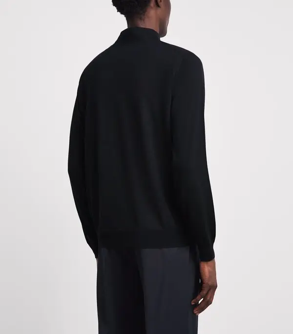 LARDINI Virgin Wool Long-sleeve Polo Shirt