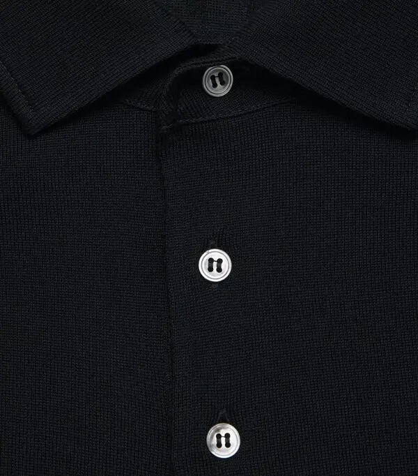 LARDINI Virgin Wool Long-sleeve Polo Shirt