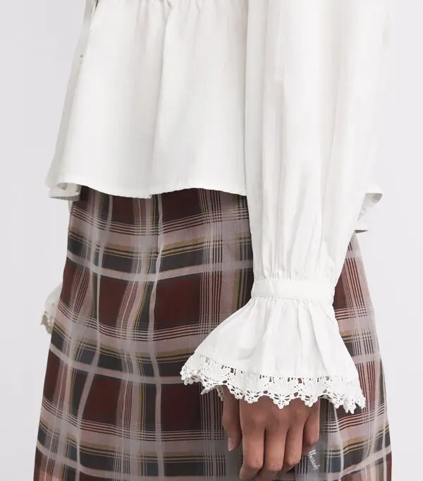 Barbour Cotton Tisbury Blouse With Sailor Collar And Peplum Hem