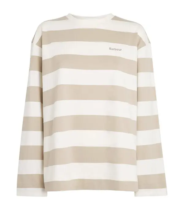 Barbour Cotton Long Sleeve Striped T-shirt - Beige
