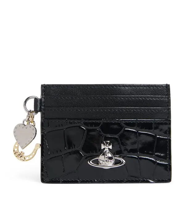 VIVIENNE WESTWOOD Leather Embellished Orb Card Holder - Black