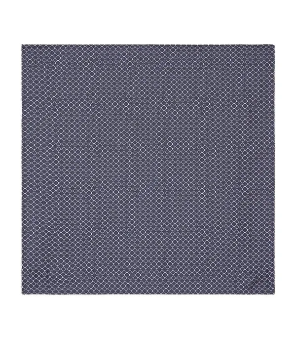 Pal Zileri Silk Printed Pocket Square - Navy