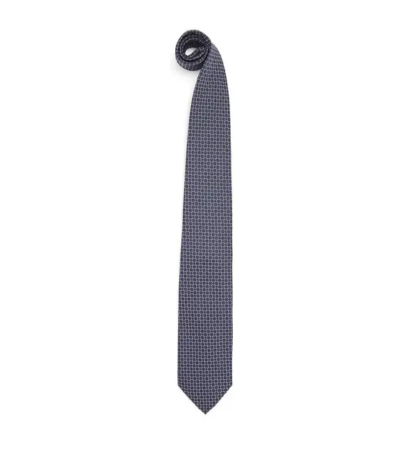 Pal Zileri Silk Geometric Jacquard Neck Tie - Navy