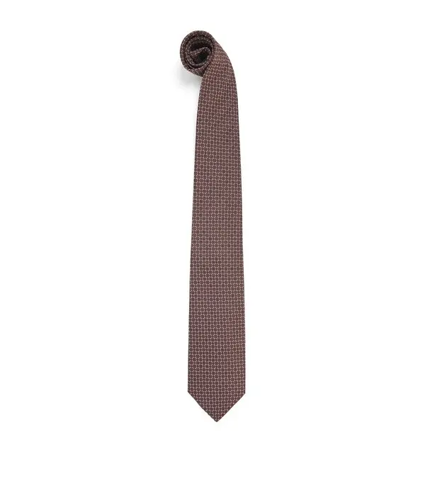 Pal Zileri Silk Geometric Jacquard Tie - Brown
