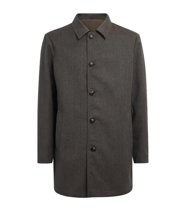 Pal Zileri Wool Reversible Overcoat - Brown