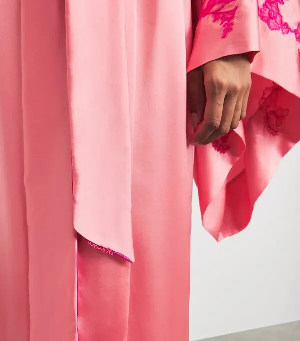 TORLOWEI Silk Tokoni Long Kimono - Pink