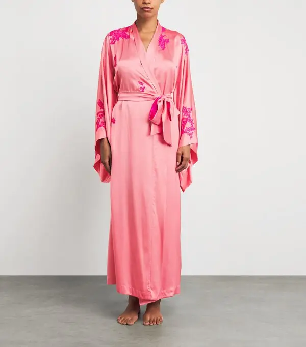 TORLOWEI Silk Tokoni Long Kimono - Pink