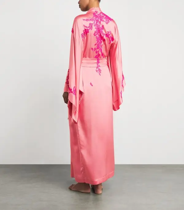 TORLOWEI Silk Tokoni Long Kimono - Pink