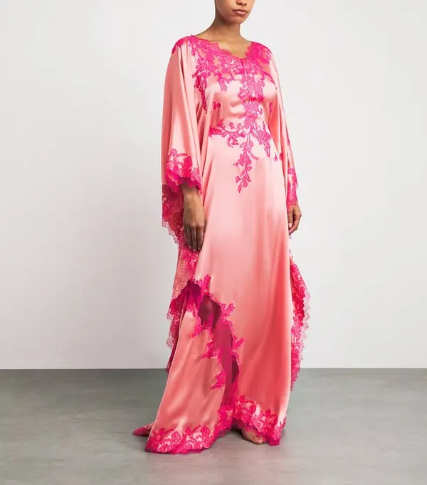 TORLOWEI Silk Kaftan With Lace Inserts