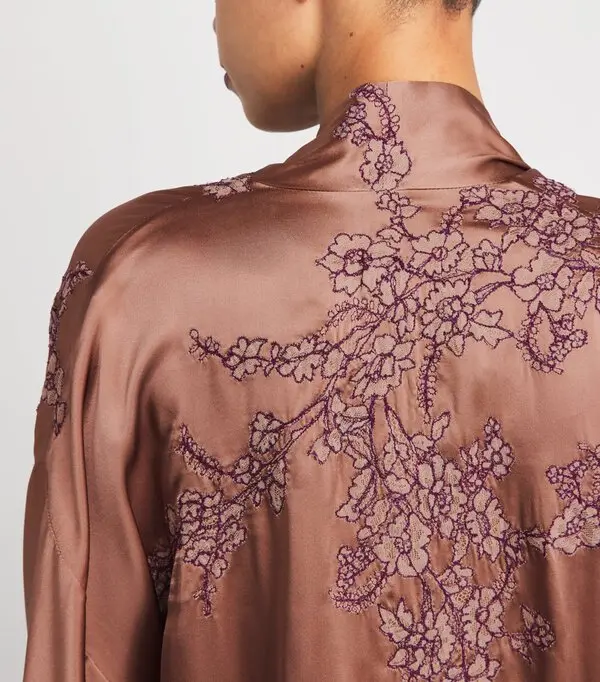 TORLOWEI Silk Tokoni Short Kimono - Brown