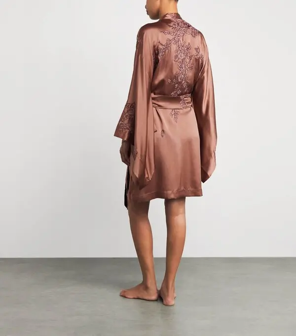 TORLOWEI Silk Tokoni Short Kimono - Brown
