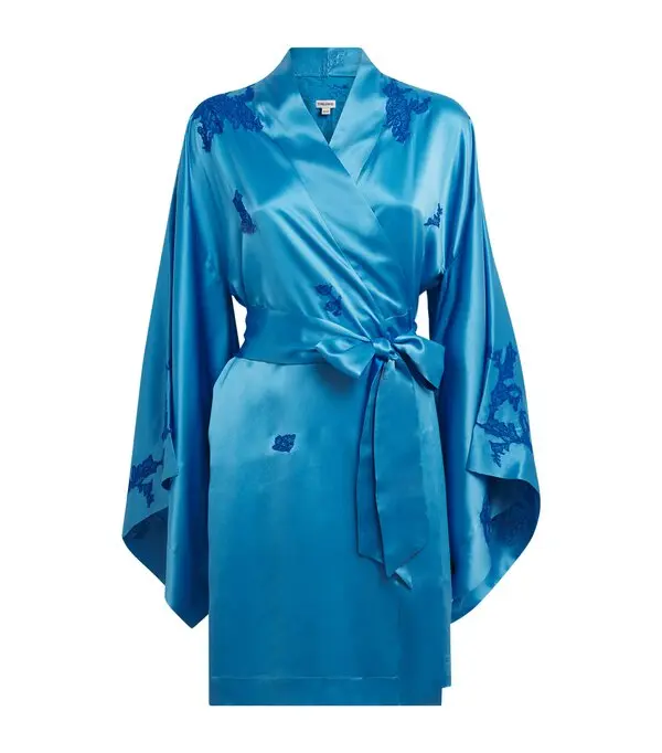TORLOWEI Silk Tokoni Short Kimono - Blue