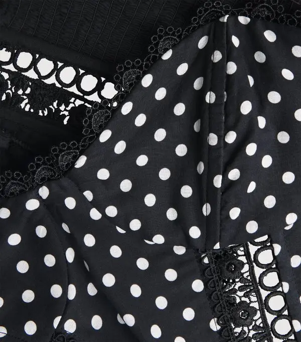 Charo Ruiz Ibiza Fiare Polka Dot Lace Trim Corset Top - Black