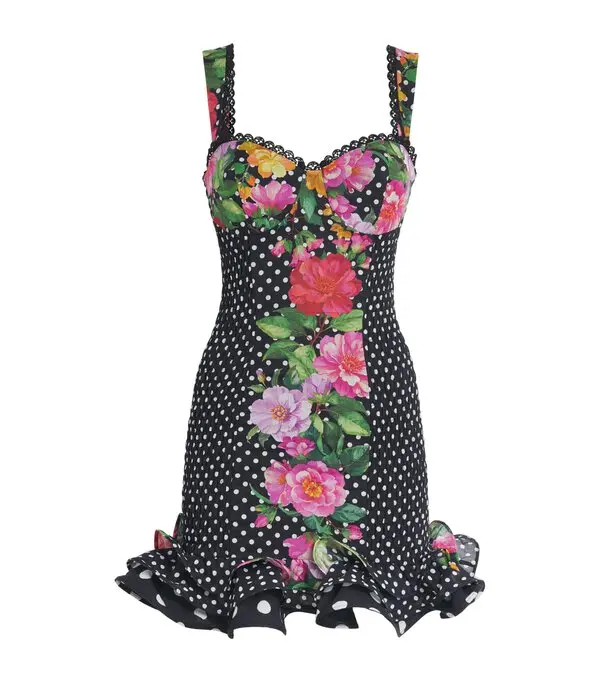 Charo Ruiz Ibiza Floral Polka-dot Mini Dress - Black