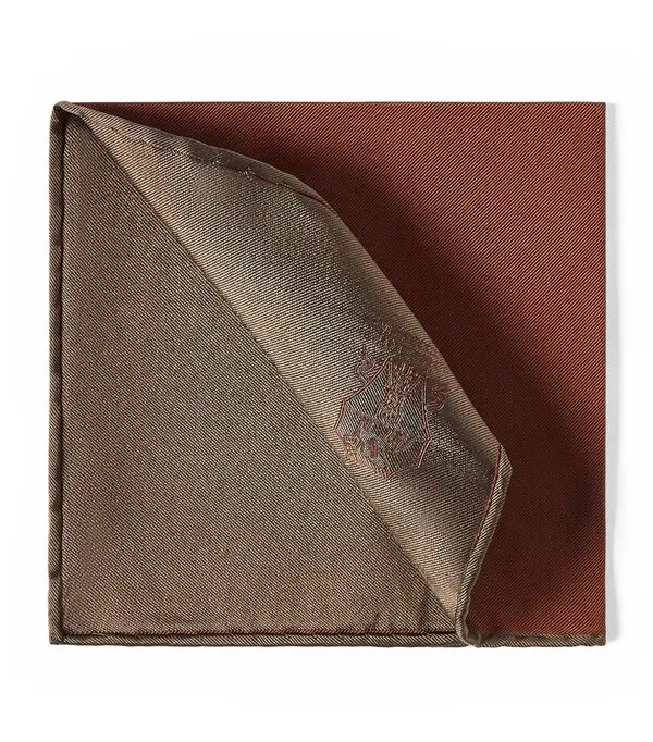 Brunello Cucinelli Silk Pocket Square - Orange