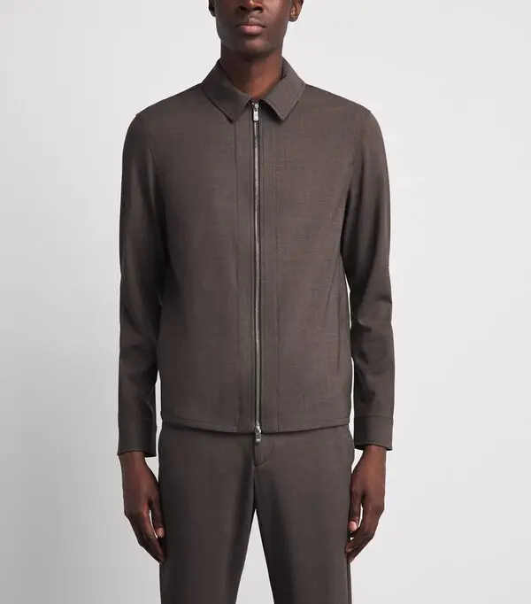 Marco Pescarolo Zip Up Avi Shacket In Stretch Wool