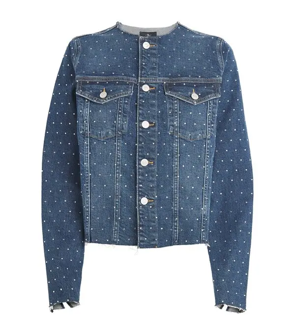 7 For All Mankind Rhinestone Embellished Denim Jacket