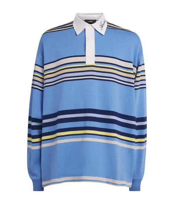 Amiri Cotton Stripe Polo Shirt - Blue