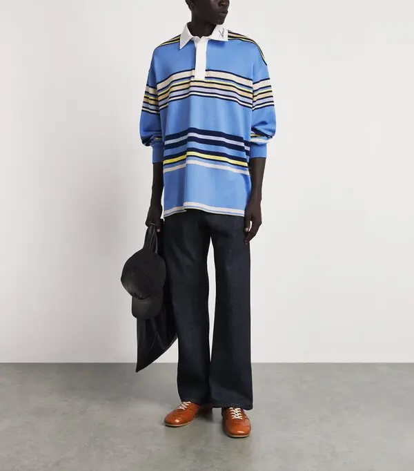 Amiri Cotton Stripe Polo Shirt - Blue