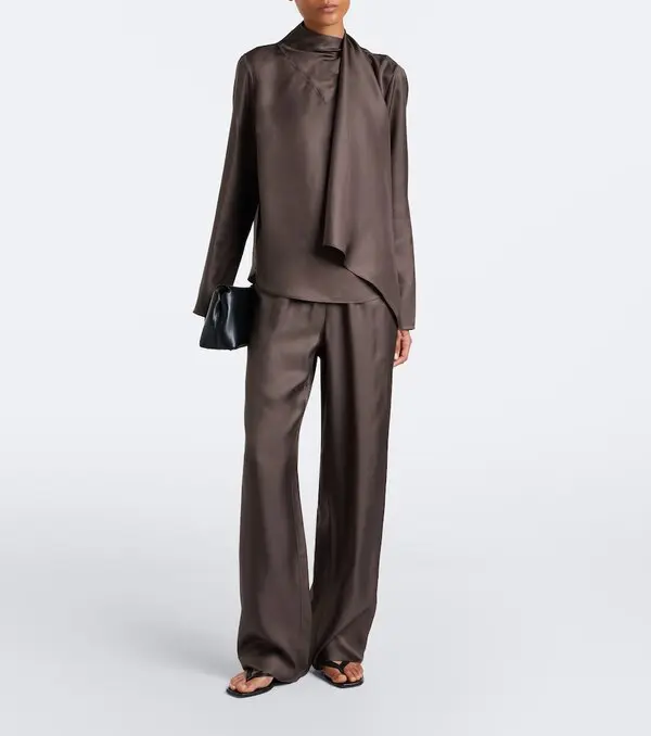 Loulou De Saison Alera Silk Twill Wide-leg Pants