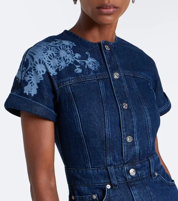 Erdem Printed Denim Midi Dress