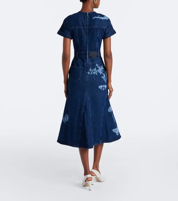 Erdem Printed Denim Midi Dress